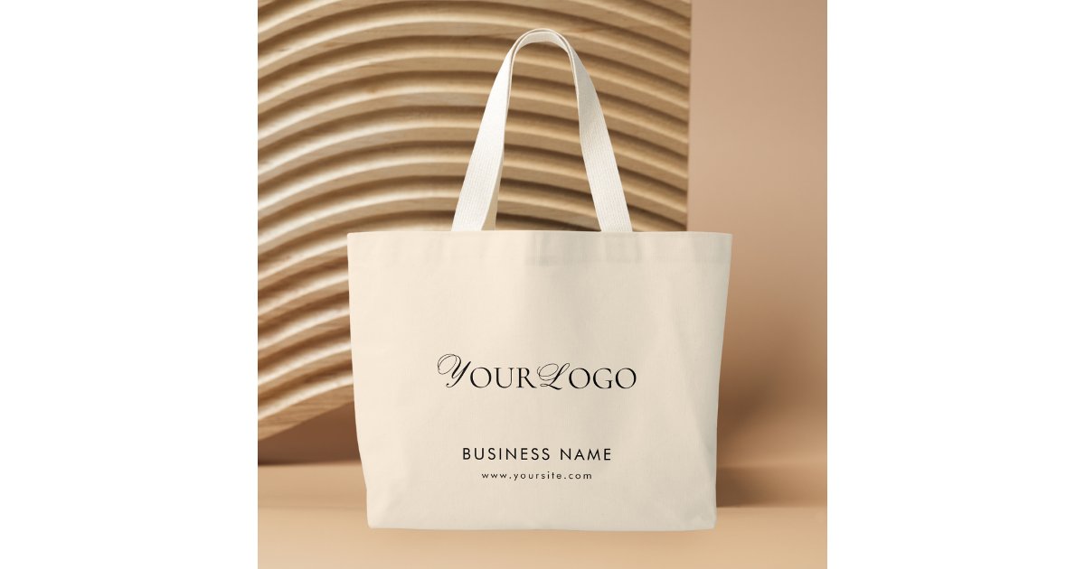Large Custom Tote Bag With Thin Rectangle Logo | Zazzle