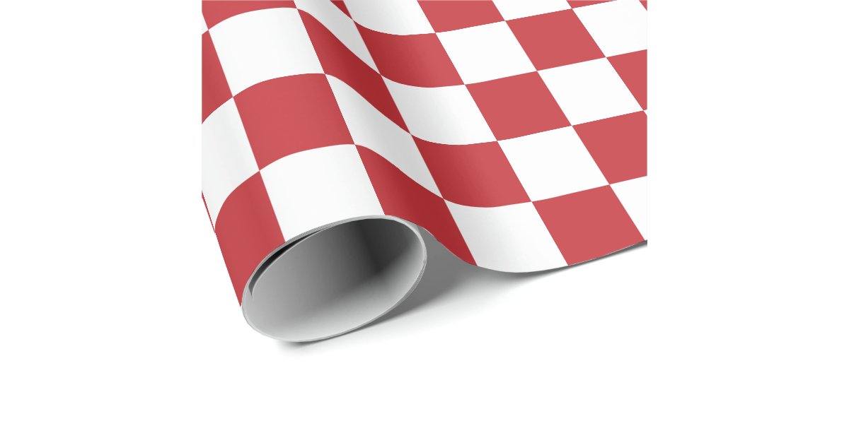 Large Dark Red and White Checks Wrapping Paper | Zazzle