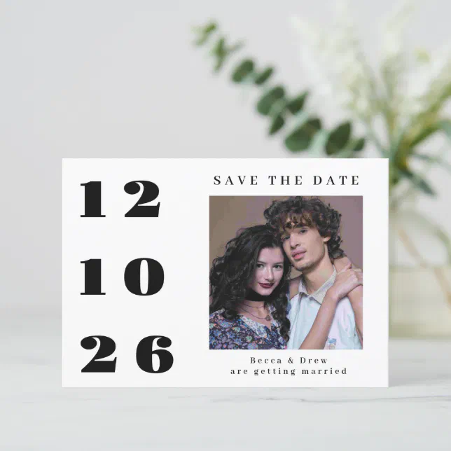 Large Date One Photo Save The Date Invitation | Zazzle