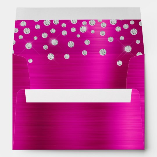 Large Diamond Confetti Hot Pink Foil Envelope | Zazzle.com