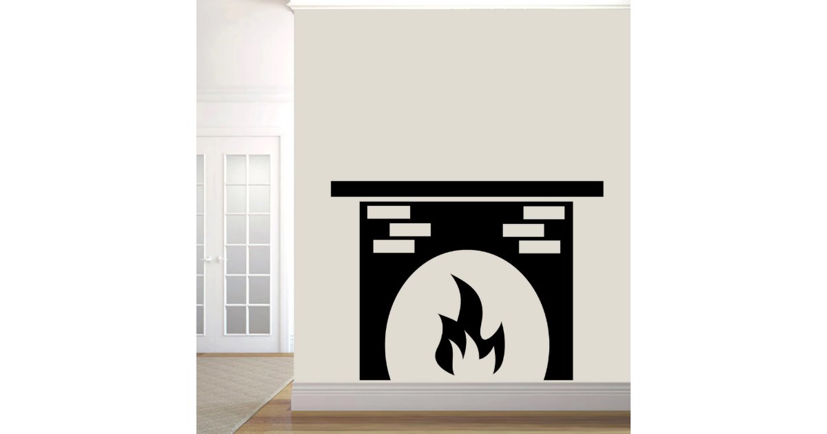 Large Fireplace Black Wall Decal | Zazzle