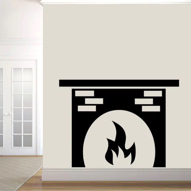 Large Fireplace Black Wall Decal | Zazzle