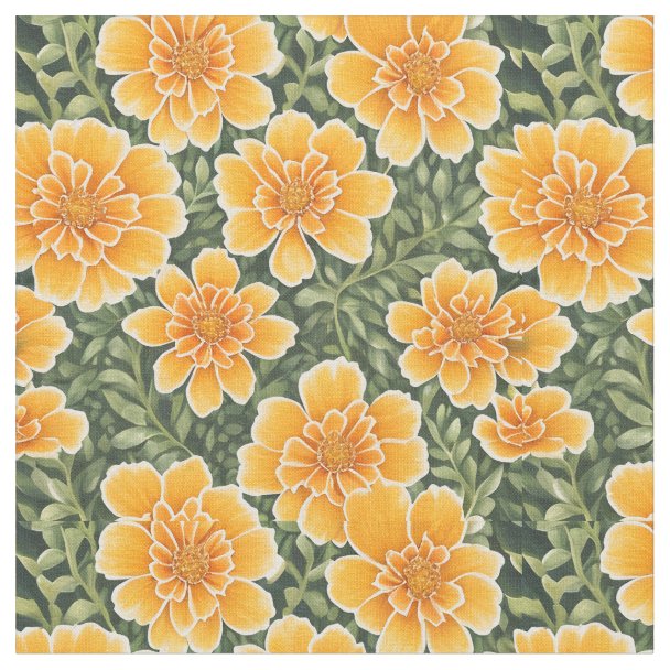 Marigold Flower Pattern Fabric | Zazzle