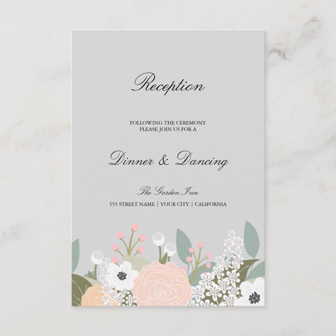 Large Floral Reception Card | Zazzle