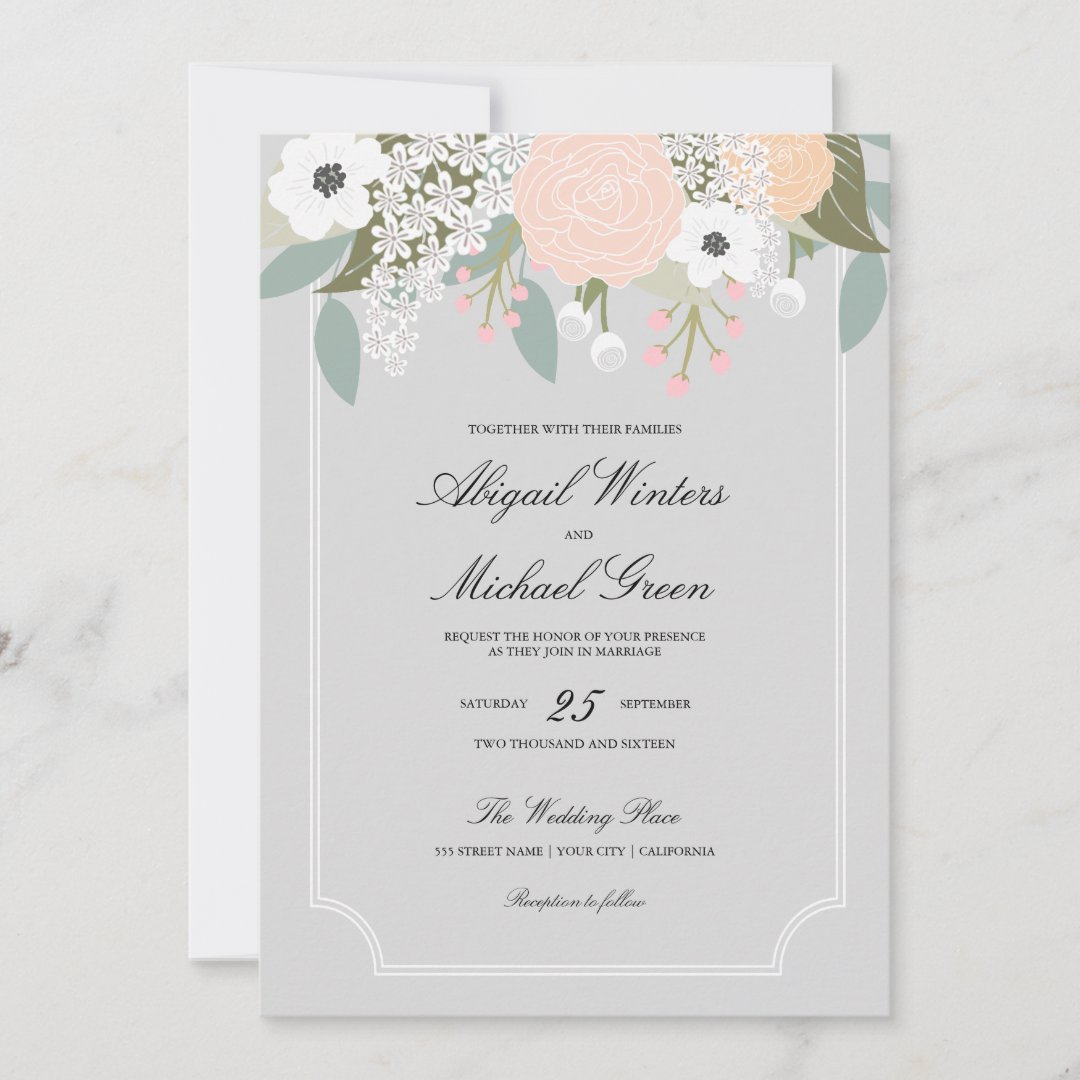 Large Floral Wedding Invitation | Zazzle