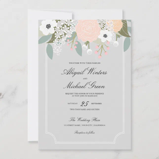 Large Floral Wedding Invitation | Zazzle
