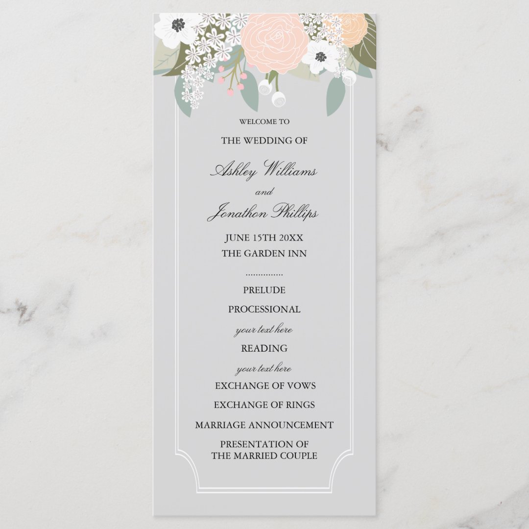Large Floral Wedding Program | Zazzle