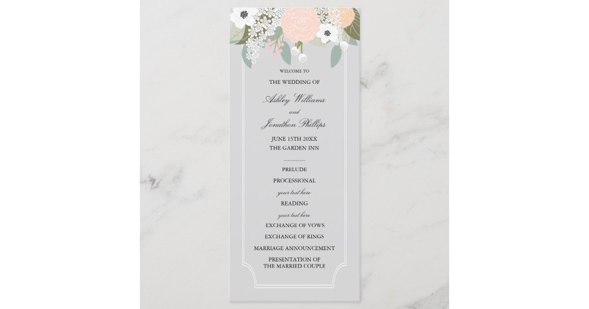 Large Floral Wedding Program | Zazzle