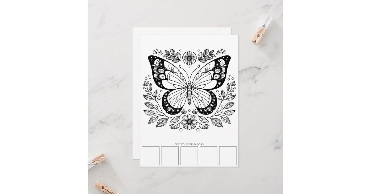 Large Format Butterfly Coloring Cards Art Therapy | Zazzle