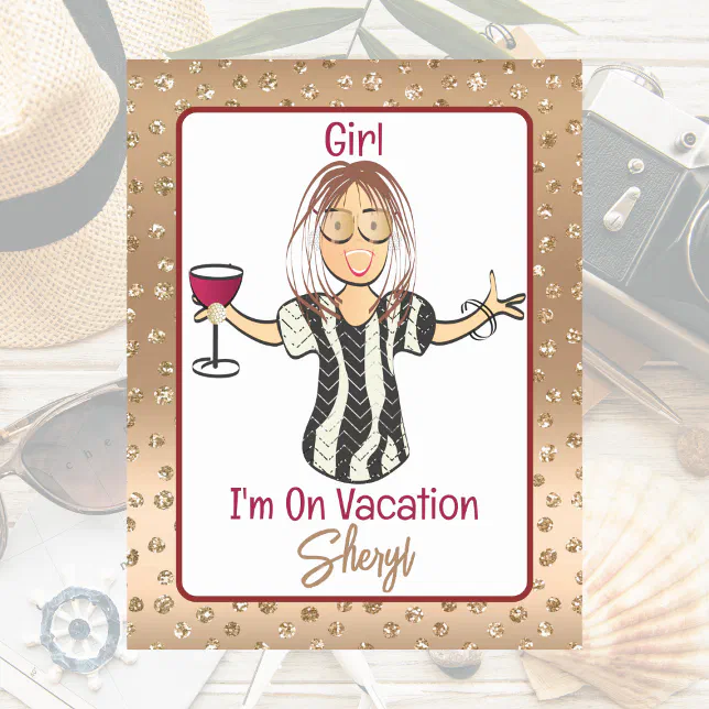 Large Funny Cartoon Vacation For Her Girls Trip Magnetic Dry Erase ...