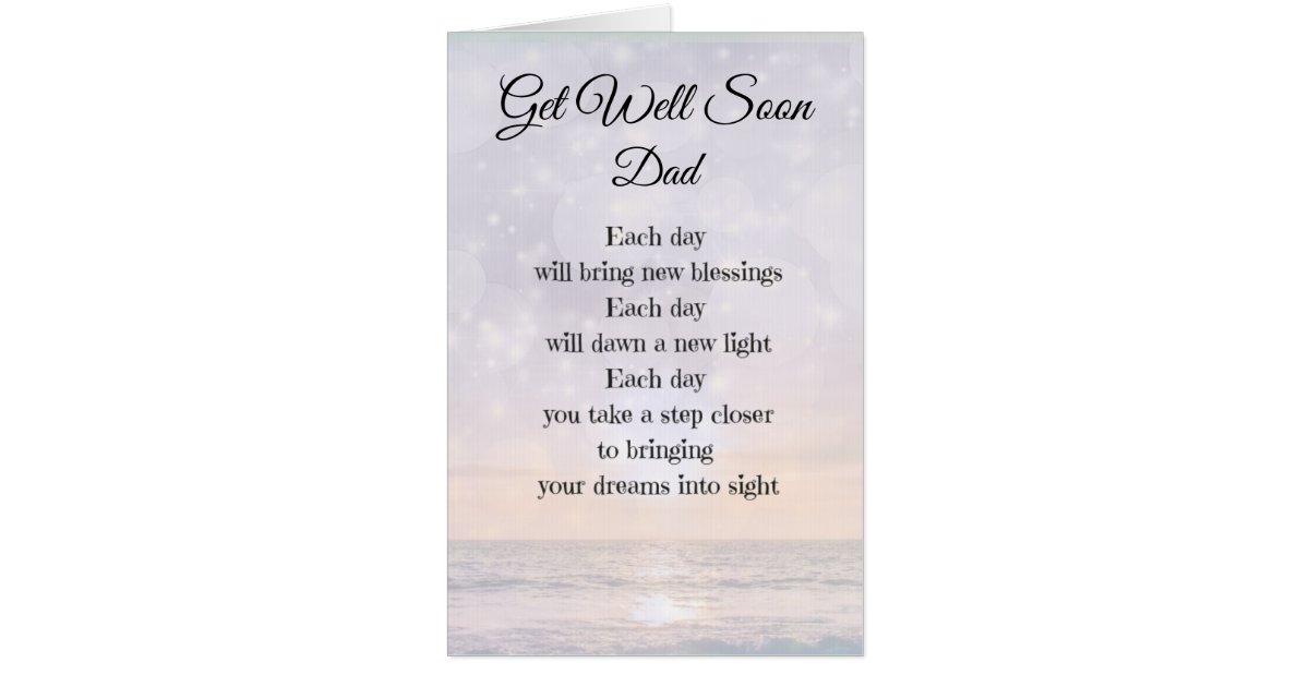 Large Get Well Soon Dad Poem Art design Card | Zazzle