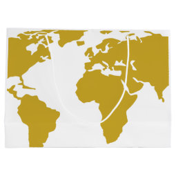 Large Gift Bag - Gold World Map | Zazzle