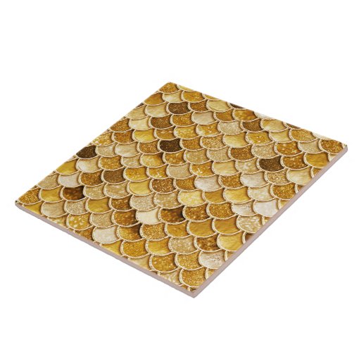 Large Gold Glitter Mermaid Scales Ceramic Tile | Zazzle