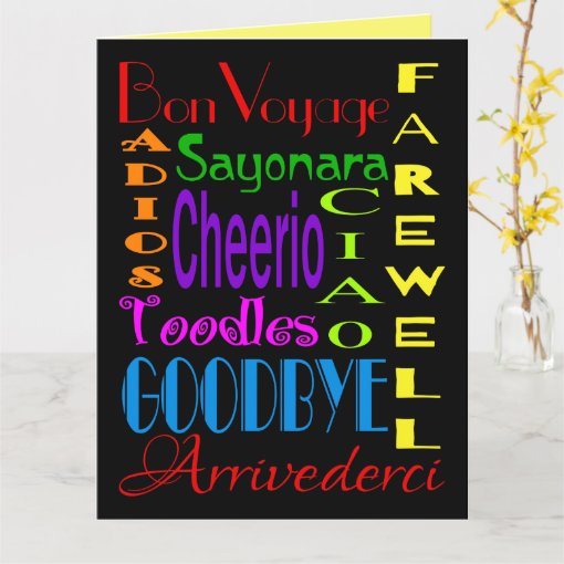 Large Goodbye Adios Cheerio 8 x 10 Farewell Card | Zazzle