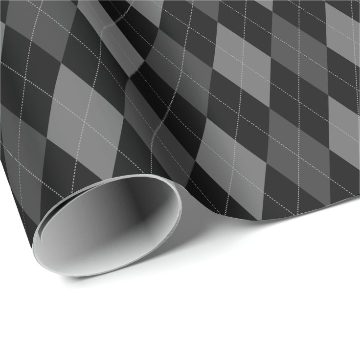 Large Gray and Black Argyle Wrapping Paper | Zazzle