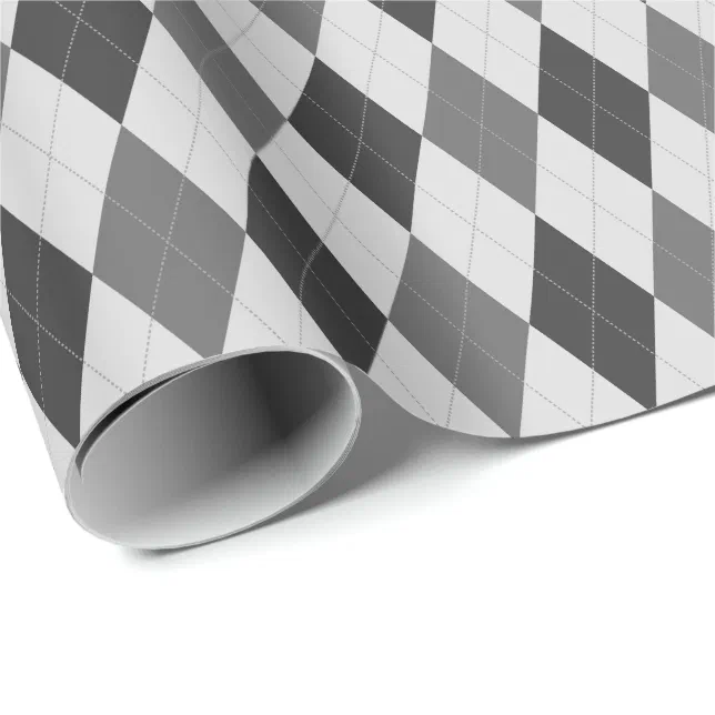 Large Gray Tones Argyle Wrapping Paper | Zazzle