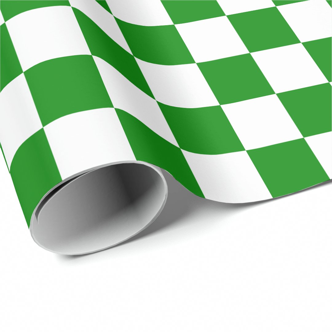 Large Green and White Checks Wrapping Paper | Zazzle