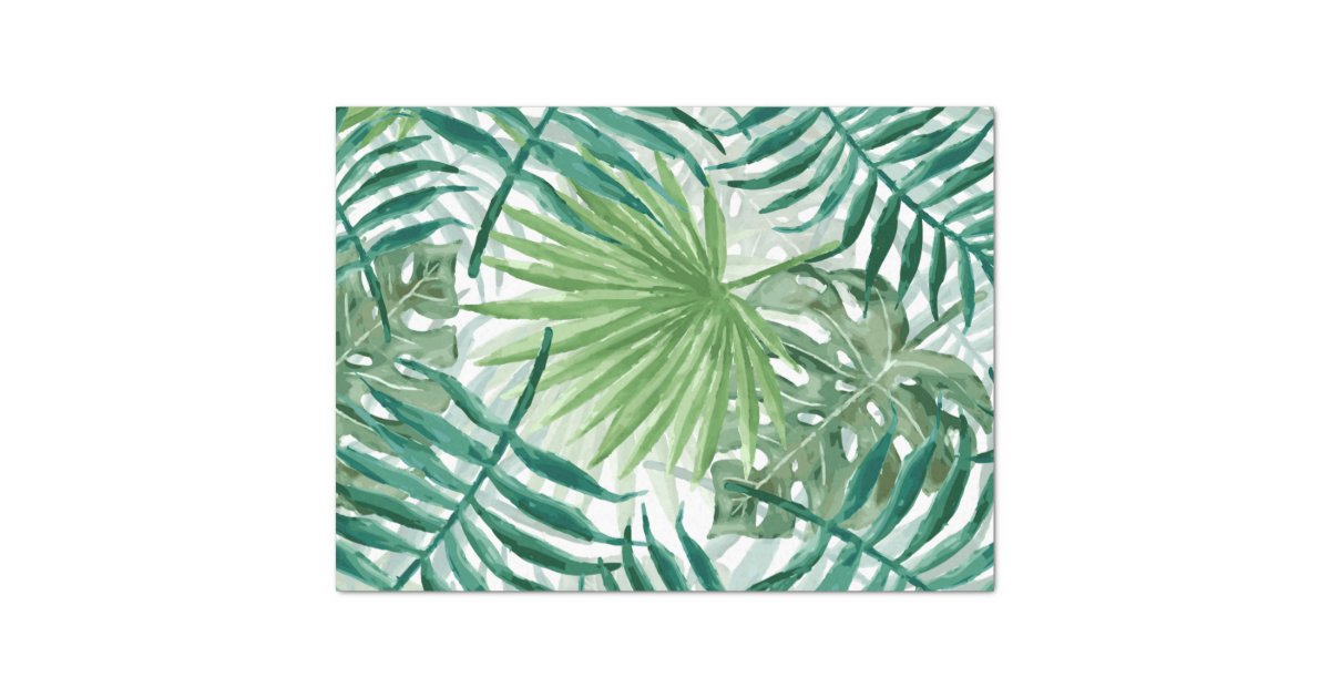 Large Green Fern Palm and Monstera Tropical Plants Tissue Paper | Zazzle