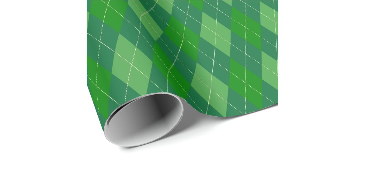 Large Green Tones Argyle Wrapping Paper | Zazzle