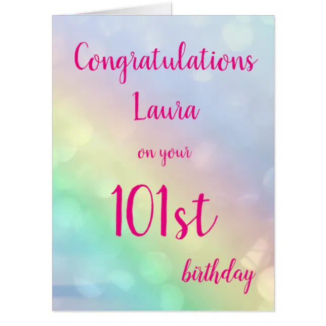 Large Happy 101st Birthday personalised greeting Card | Zazzle