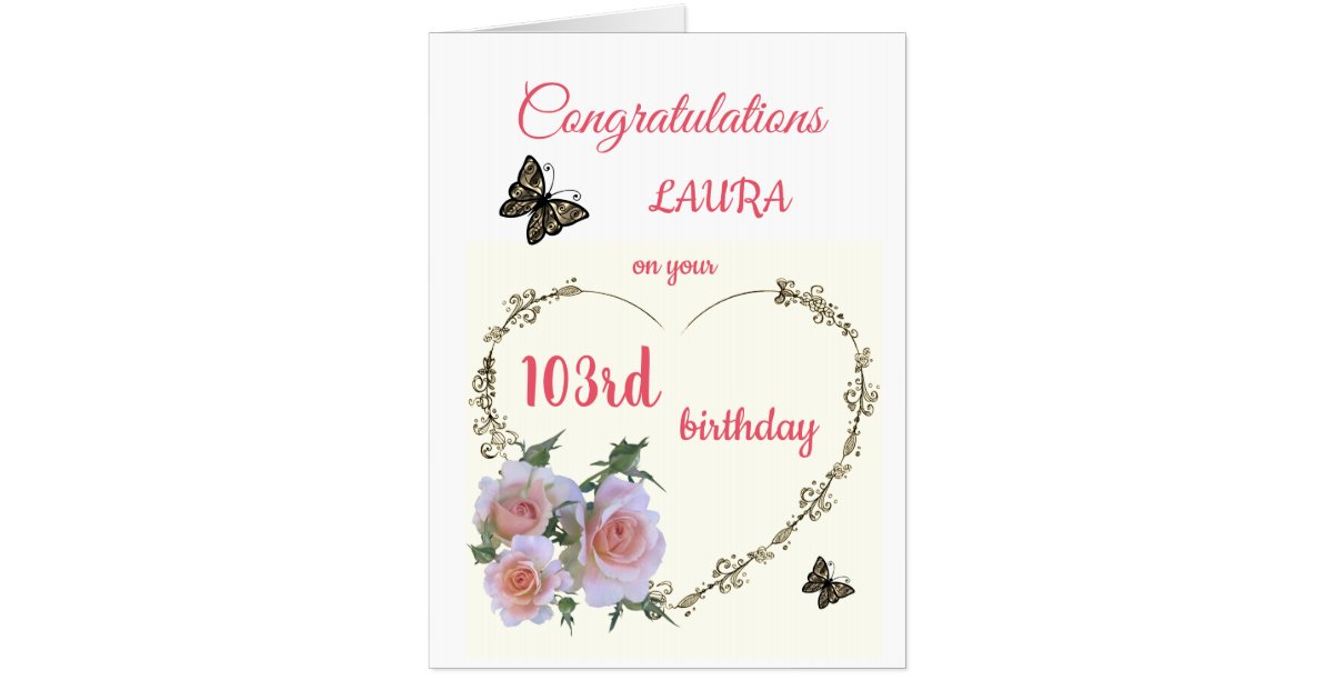 Large Happy 103rd Birthday design greeting Card | Zazzle