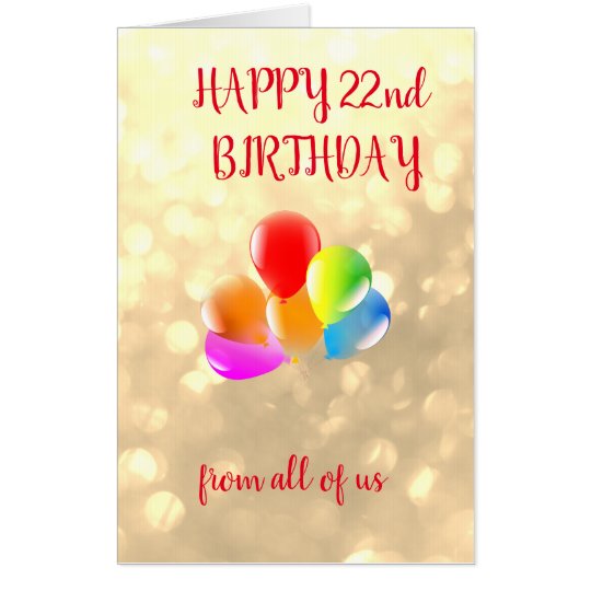 Large Happy 22nd Birthday Card | Zazzle.com
