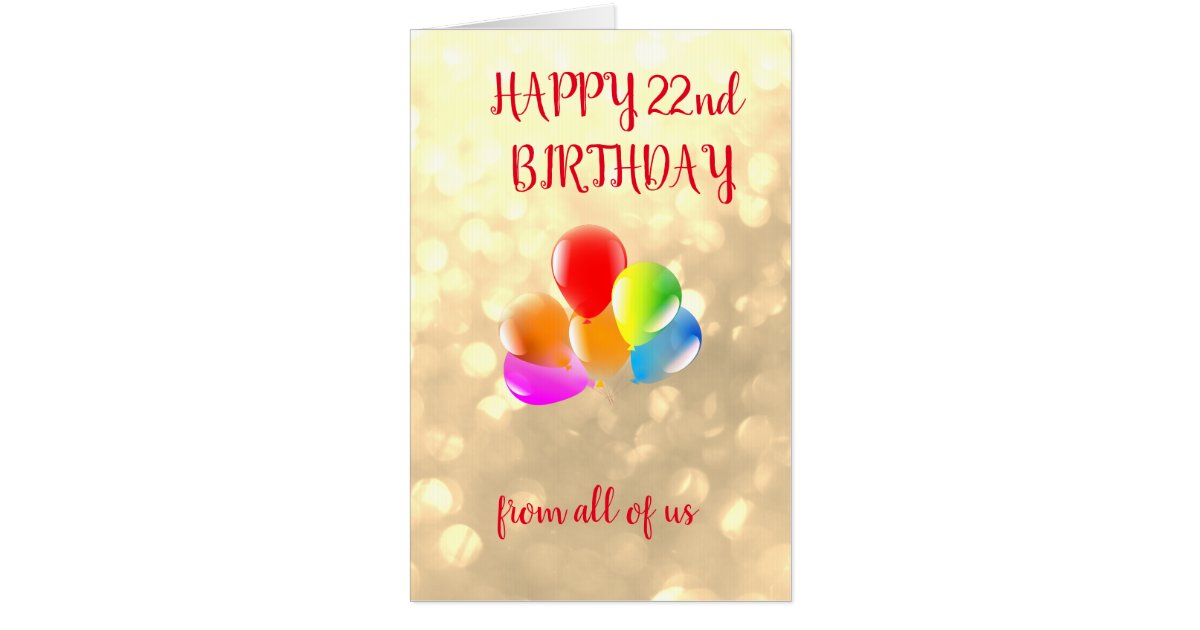 Large Happy 22nd Birthday Card | Zazzle