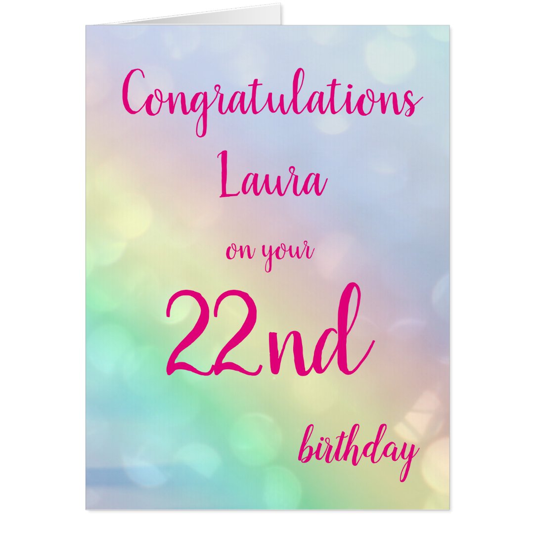 Large Happy 22nd Birthday design greeting Card | Zazzle