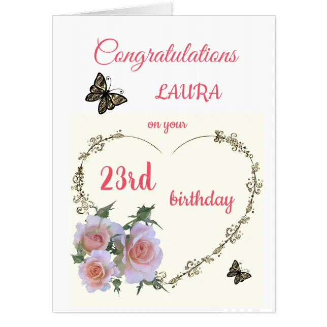 Large Happy 23rd Birthday design greeting Card | Zazzle