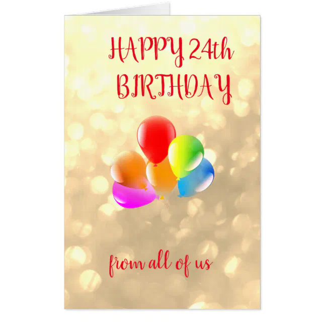 Large Happy 24th Birthday Card | Zazzle