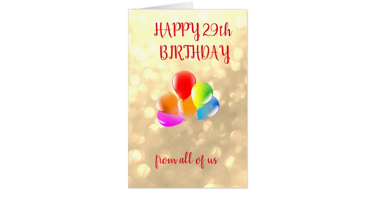 Large Happy 29th Birthday Card | Zazzle