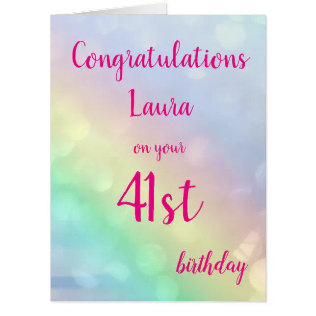 Large Happy 41st Birthday design greeting Card | Zazzle