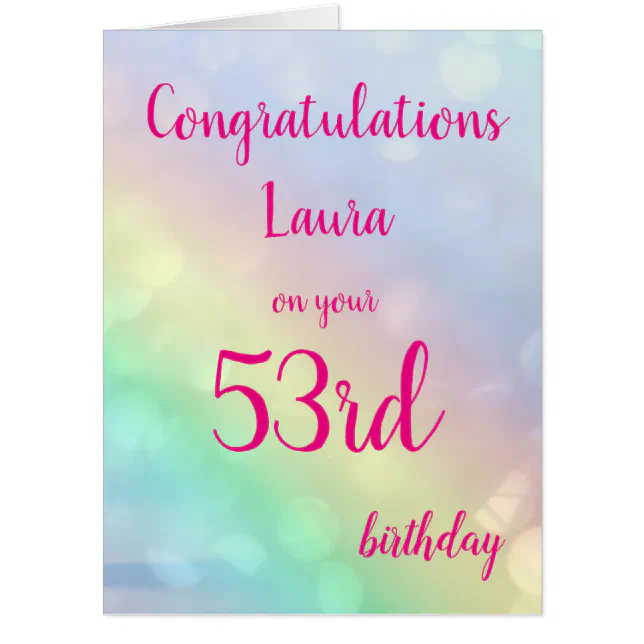 Large Happy 53rd Birthday design greeting Card | Zazzle