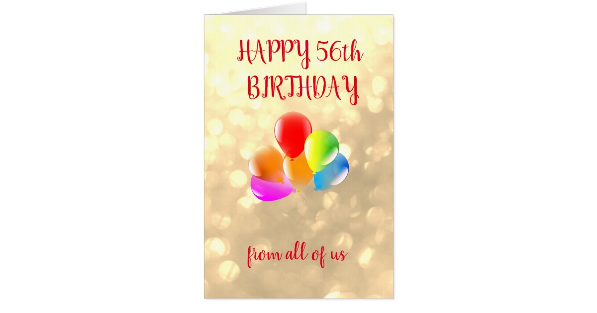 Large Happy 56th Birthday Card | Zazzle