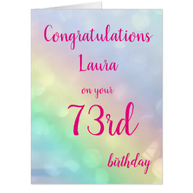 Large Happy 73rd Birthday design greeting Card | Zazzle