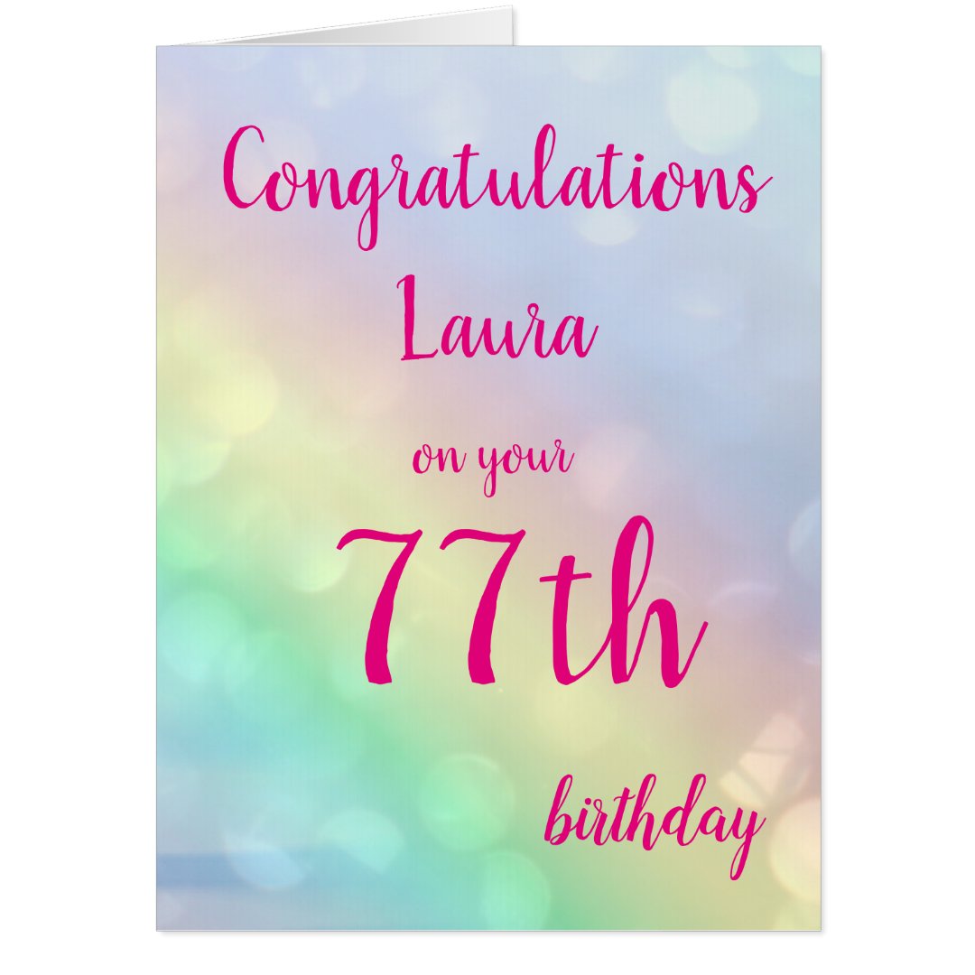 Large Happy 77th Birthday design greeting Card | Zazzle