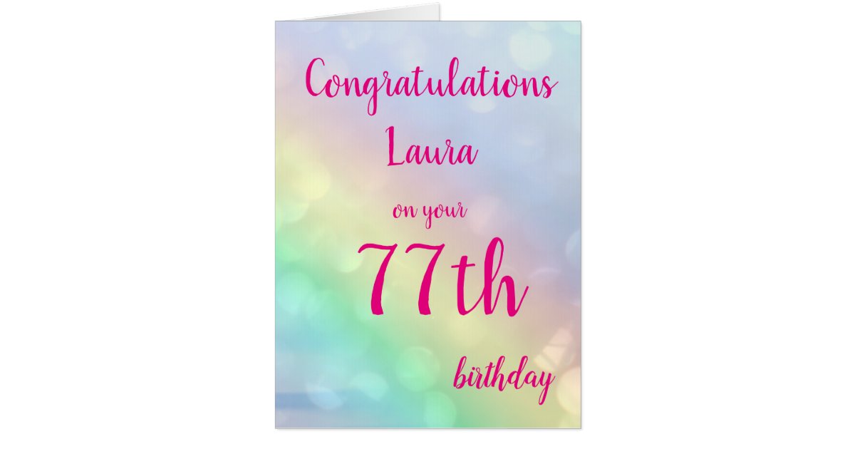 Large Happy 77th Birthday design greeting Card | Zazzle