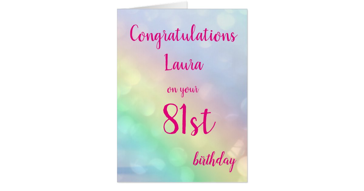 Large Happy 81st Birthday design greeting Card | Zazzle