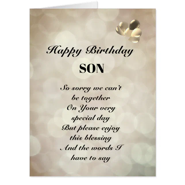 Large Happy Birthday Son distance Greeting Card | Zazzle