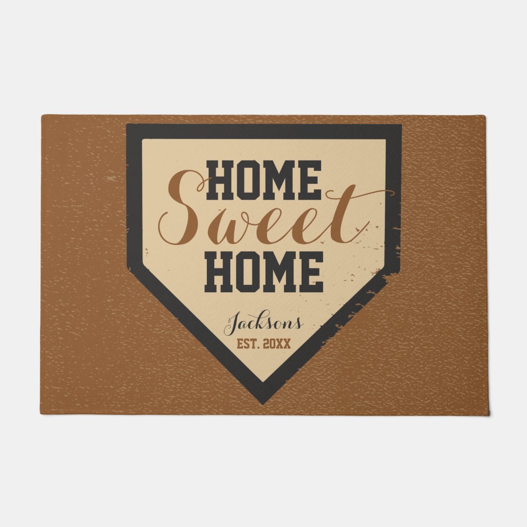 Large Home Sweet Home Plate Family Name Doormat | Zazzle