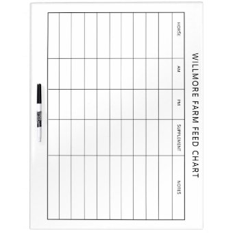 Large Horse Barn Feed Chart Equine Care Chart Dry Erase Board | Zazzle