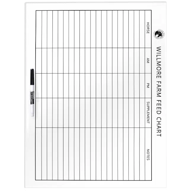 Large Horse Barn Feed Chart Equine Care Chart Logo Dry Erase Board | Zazzle