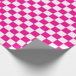 Large Hot Pink and White Checks Wrapping Paper | Zazzle