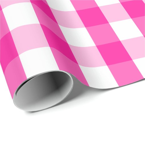 Large Hot Pink and White Gingham Wrapping Paper | Zazzle
