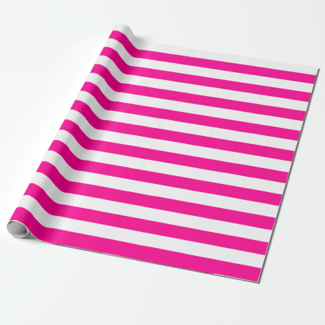 Large Hot Pink and White Stripes Wrapping Paper | Zazzle