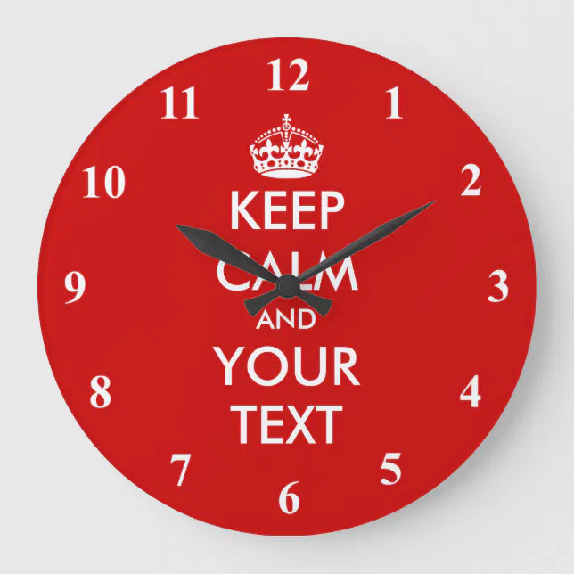 Large Keep Calm wall clock | Customizable design | Zazzle