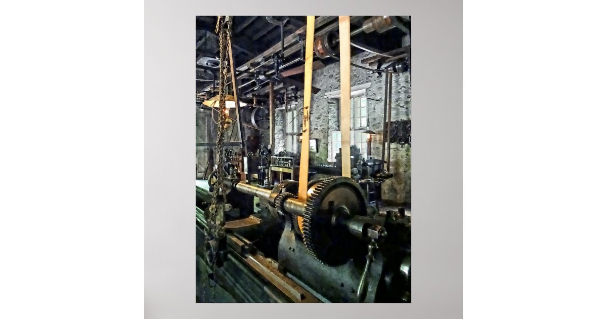 Large Lathe in Machine Shop Poster | Zazzle