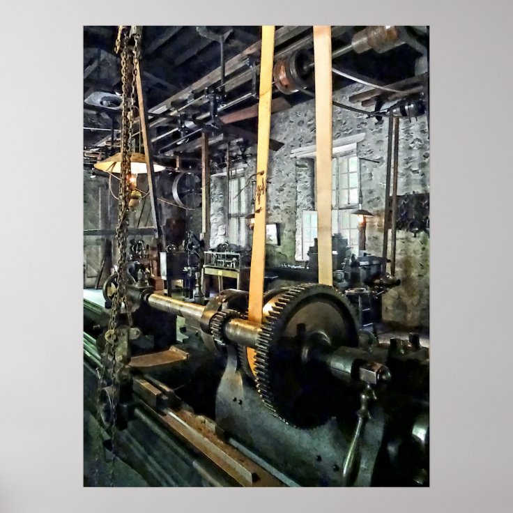 Large Lathe in Machine Shop Poster | Zazzle