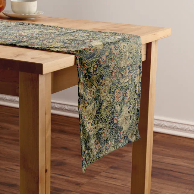 Large Leaf Verdure & Animals Renaissance Tapestry Short Table Runner ...
