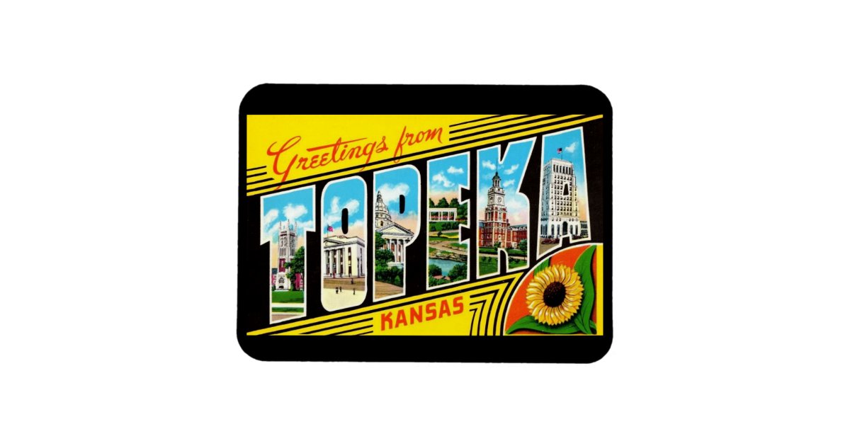 Large Letter Greeting Topeka Kansas Vintage Style Magnet | Zazzle